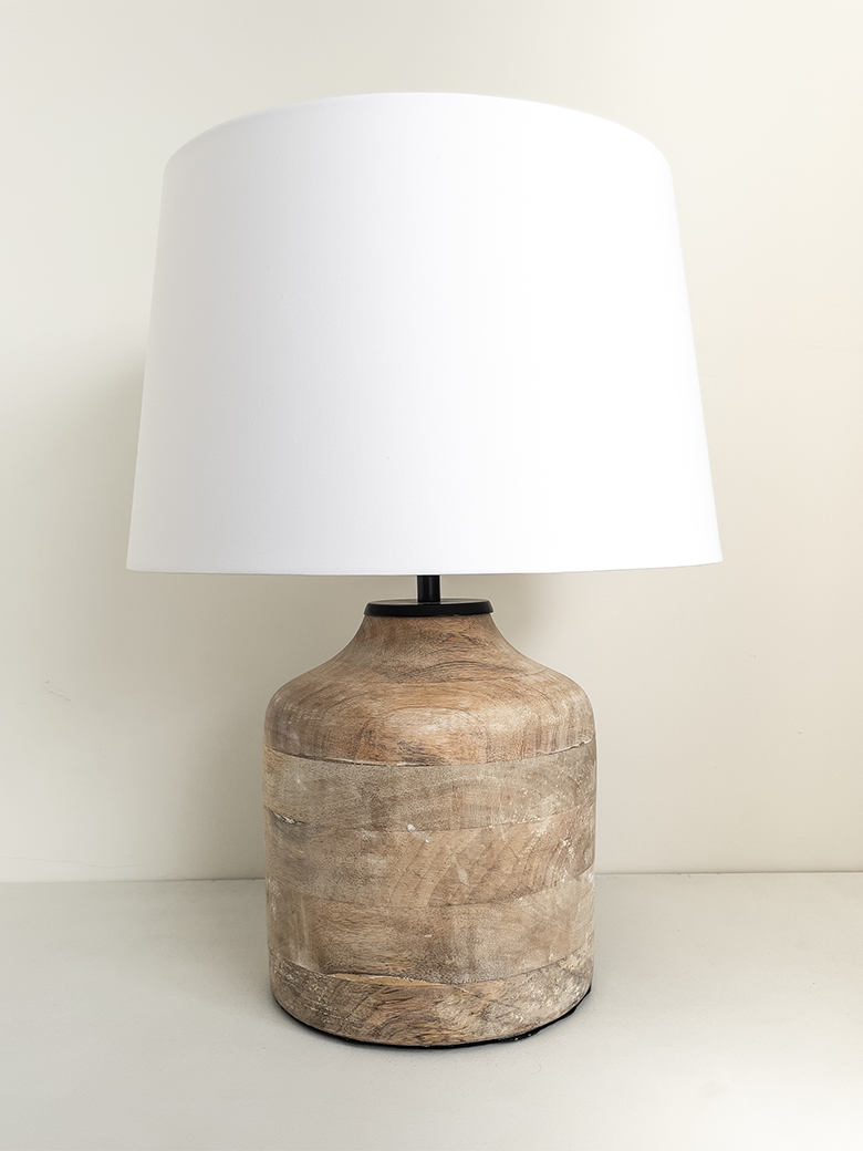 Natural Mango Wood Lamp - White Shade – Tabitha Lilly
